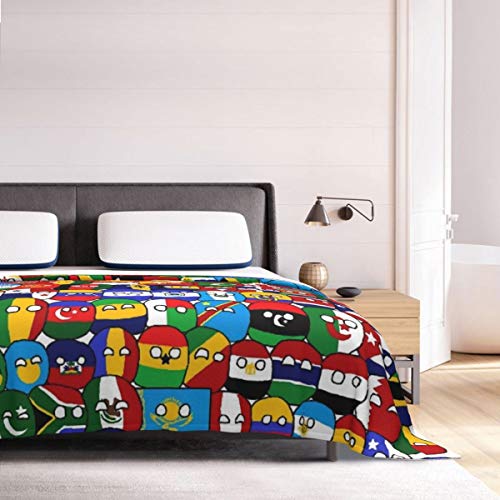 Hanayo Countryball Polandball World Map Flannel Fleece Throw Blanket Soft Cozy Lightweight Fluffy Microfiber Blanket All Season Fuzzy Plush Throw Blanket for Couch Bed Sofa 60"X50"