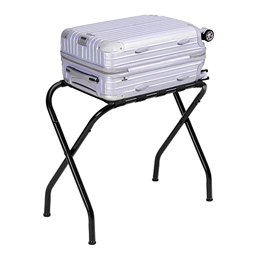 Heybly Luggage Rack, Pack of 4,Steel Folding Suitcase Stand for Guest Room Bedroom Hotel,Black,HLR001B4