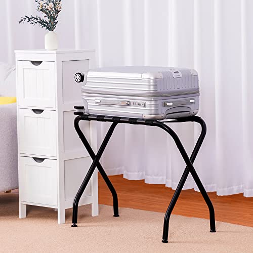Heybly Luggage Rack, Pack of 4,Steel Folding Suitcase Stand for Guest Room Bedroom Hotel,Black,HLR001B4