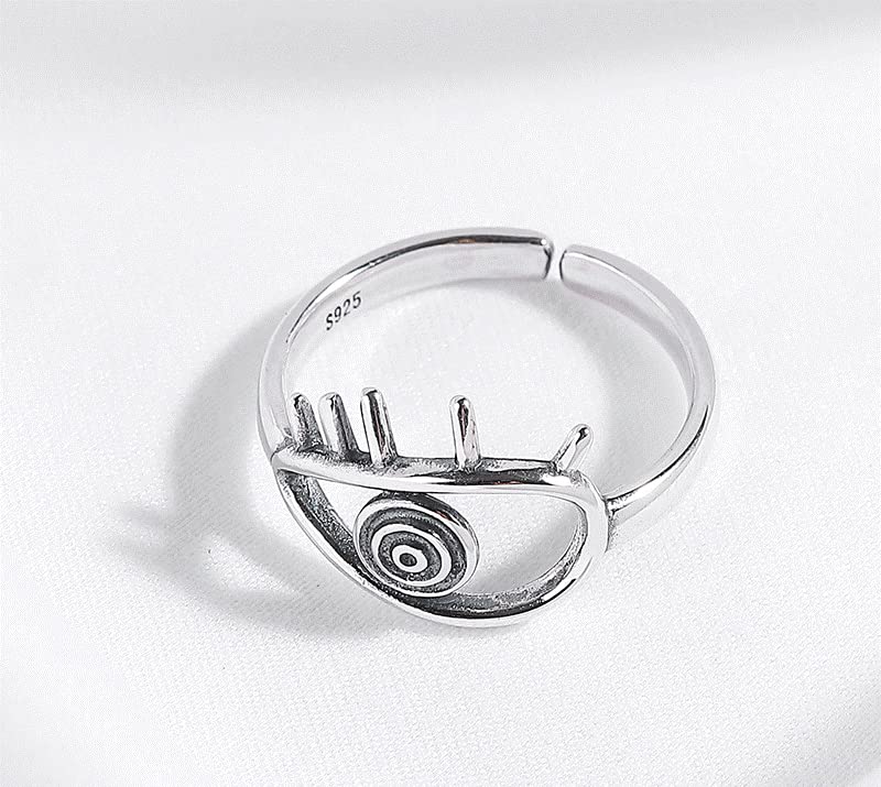 BOKIIWA Evil Eye Ring-925 Silver Open Cuff Adjustable Evil Eye Statement Love Lucky Protection Rings for Women Jewelry (Evil Eye Ring)