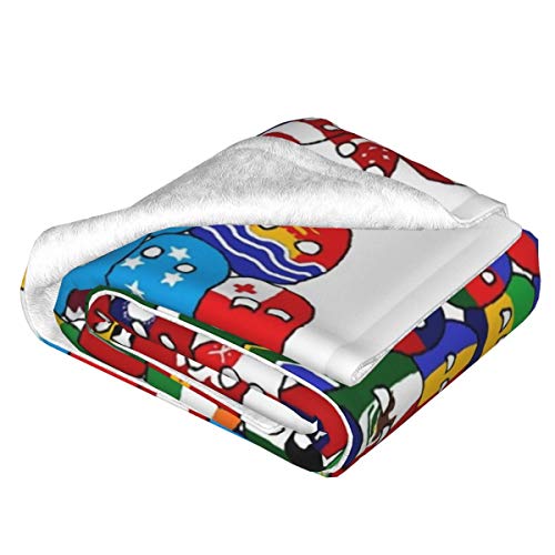 Hanayo Countryball Polandball World Map Flannel Fleece Throw Blanket Soft Cozy Lightweight Fluffy Microfiber Blanket All Season Fuzzy Plush Throw Blanket for Couch Bed Sofa 60"X50"