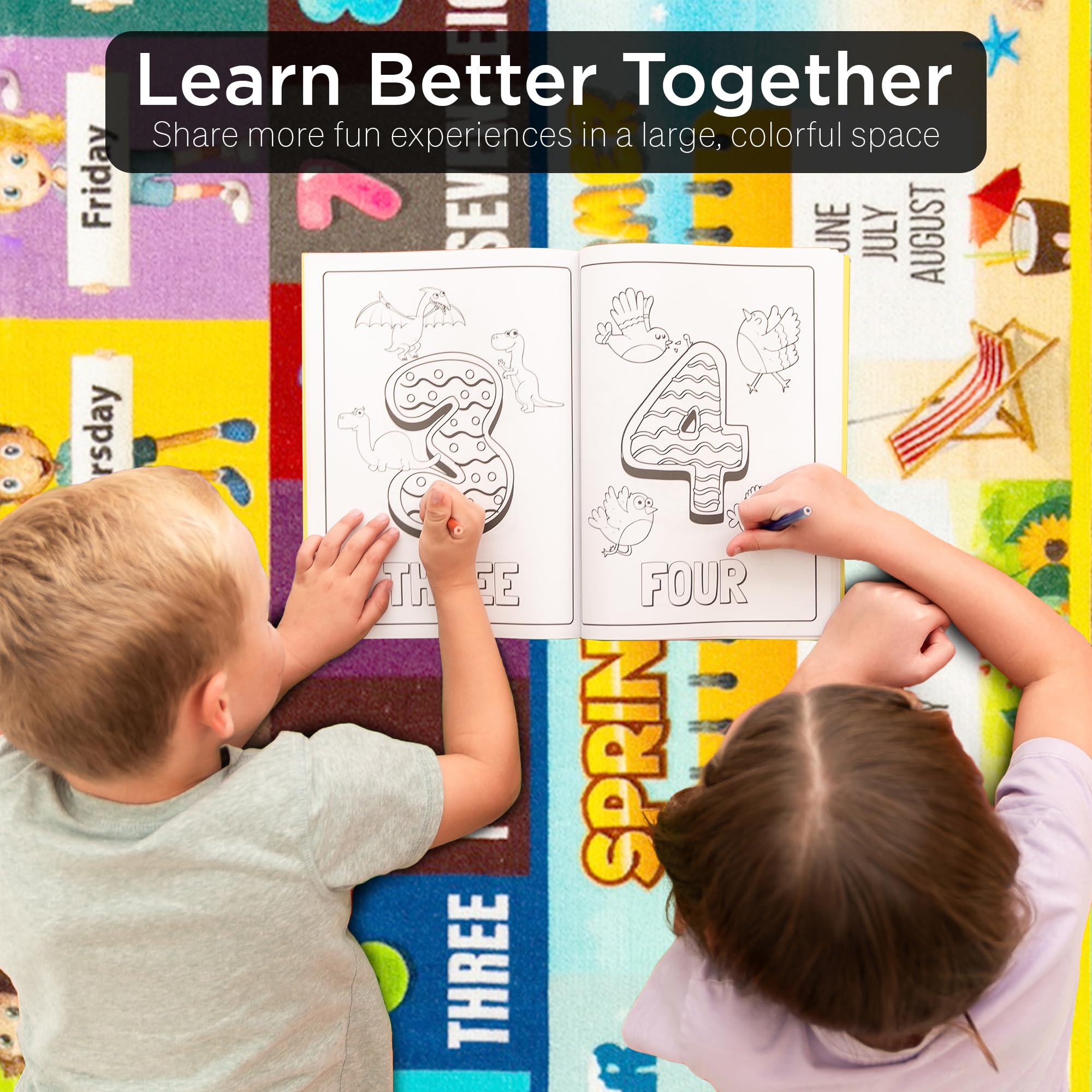 MOMOTOYS Alphabet Rug, 78" x 60" Educational & Imaginative Play Mat for Toddlers 2-4 Years, Soft Non-Slip Nursery Rugs & Playroom Floor Mat, Perfect for Classroom Decor