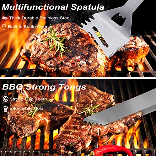 POLIGO 26PCS Grill Accessories for Outdoor Grill Utensils Set Stainless Steel BBQ Tools Grilling Tools Set for Father's Day Birthday Presents, Barbecue Accessories Kit Ideal Grilling Gifts for Men Dad