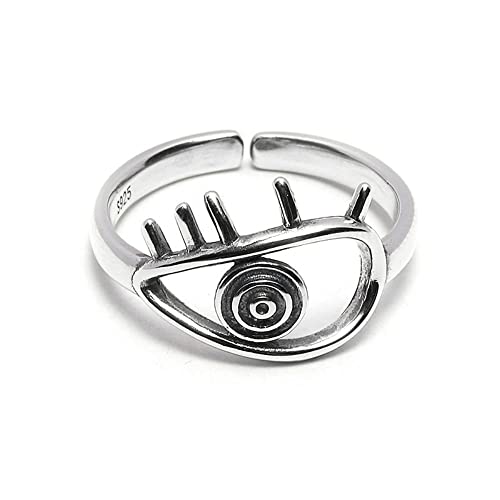BOKIIWA Evil Eye Ring-925 Silver Open Cuff Adjustable Evil Eye Statement Love Lucky Protection Rings for Women Jewelry (Evil Eye Ring)
