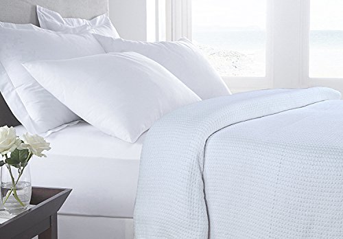 HILLFAIR 100% Soft Premium Combed Cotton Thermal Blanket– Queen Blankets– Soft Cozy Warm Cotton Blanket– Bed Throw Blanket– Queen Bed Blankets– All Season Cotton Blanket– White Queen Cotton Blankets