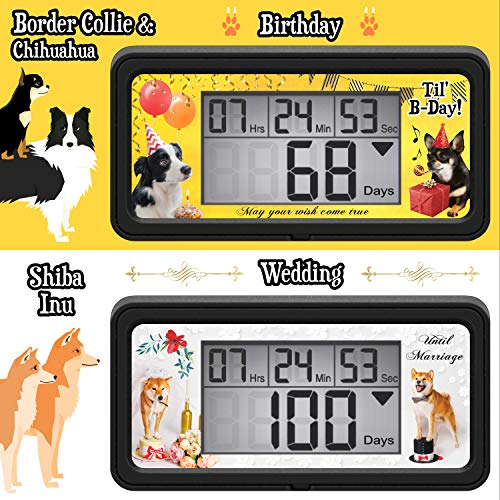 VERISS Digital 9999 Days Countdown Clock Timer with Backlight - Count Down Your Retirement, Wedding, Christmas, Vacation and All Calendar Event Dates in Your Life - Dog Collection (Black - 8 Frames)