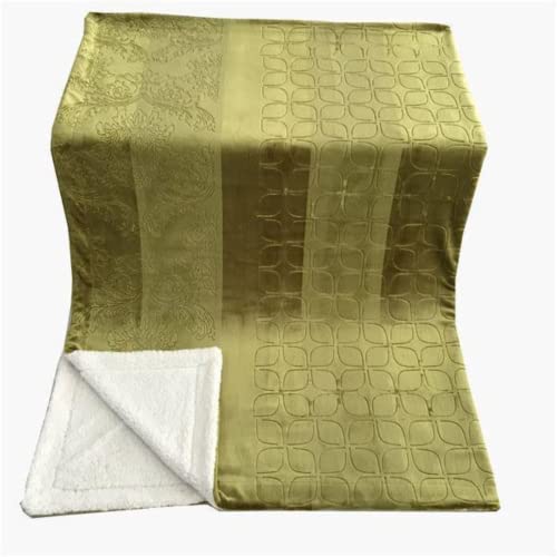 Tache Green Sherpa Throw Blanket - Earth Day - Embossed Plush Cozy Comfy Cuddly Fluffy Light Olive Lime Green Luxury Durable Super Soft Warm Decorative Flannel for Couch and Sofa - 50X60 Inch