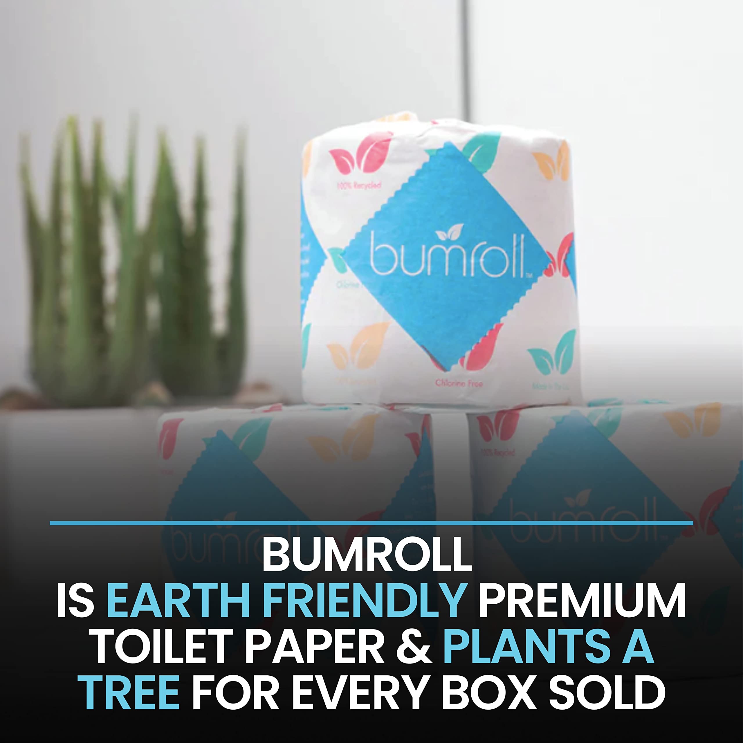 Bumroll Made in USA, 24 Premium Earth Friendly Recycled Toilet Paper Rolls - Soft, Absorbent & Eco-Friendly Bathrooms Tissue Rolls for Home & Office - Septic Safe & RV-Friendly - Bulk Toilet Paper