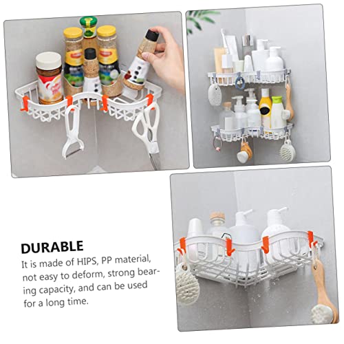 Veemoon 2pcs Shelf Corner Shelves Wall Mounted Storage Shelves Adhesive Bathroom Shower Rack With Hook Pp Organizer
