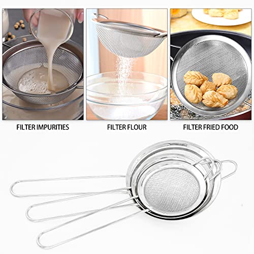 17supply Multifunctional stainless steel filter spoon, 3-Piece fine mesh filter, made of stainless steel, easy to clean. Safe, durable, and versatile, it can meet every need in the kitchen.
