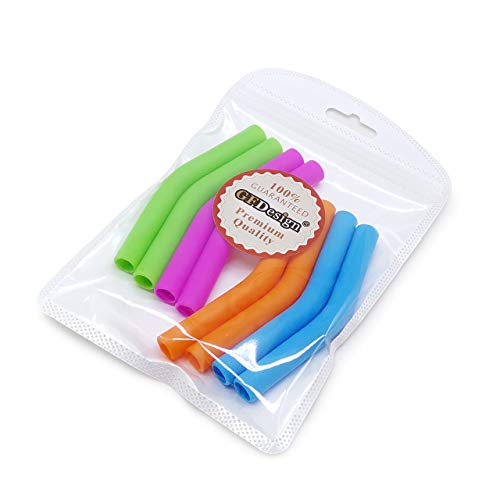 GFDesign Food Grade Silicone Straw Elbows Tips Soft Reusable Metal Stainless Steel Straw Nozzles Only Fit for 5/16" Wide (8mm Outer Diameter) Multicolor - Set of 8