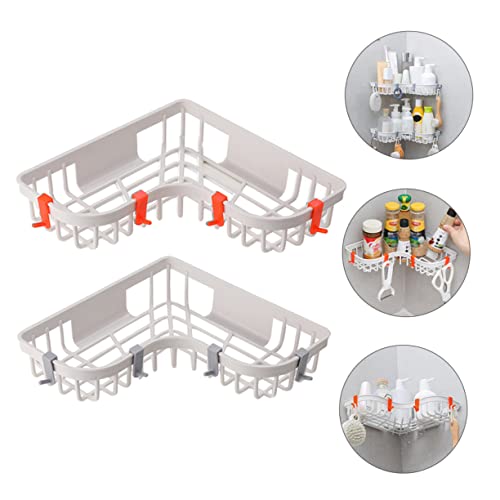 Veemoon 2pcs Shelf Corner Shelves Wall Mounted Storage Shelves Adhesive Bathroom Shower Rack With Hook Pp Organizer
