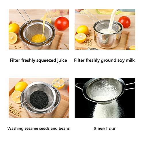 17supply Multifunctional stainless steel filter spoon, 3-Piece fine mesh filter, made of stainless steel, easy to clean. Safe, durable, and versatile, it can meet every need in the kitchen.