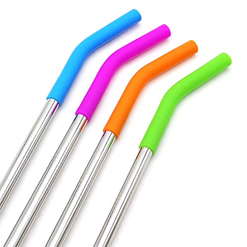 GFDesign Food Grade Silicone Straw Elbows Tips Soft Reusable Metal Stainless Steel Straw Nozzles Only Fit for 5/16" Wide (8mm Outer Diameter) Multicolor - Set of 8