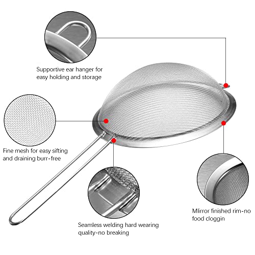 17supply Multifunctional stainless steel filter spoon, 3-Piece fine mesh filter, made of stainless steel, easy to clean. Safe, durable, and versatile, it can meet every need in the kitchen.