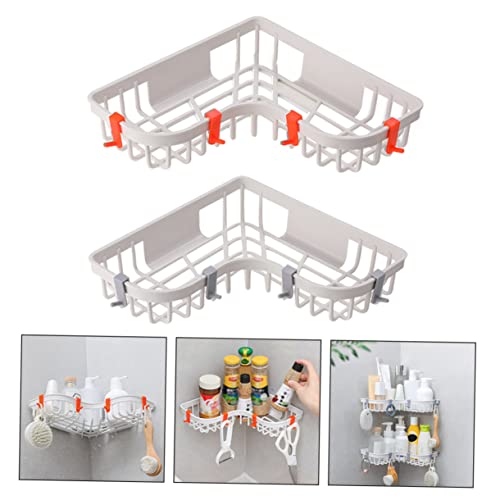Veemoon 2pcs Shelf Corner Shelves Wall Mounted Storage Shelves Adhesive Bathroom Shower Rack With Hook Pp Organizer
