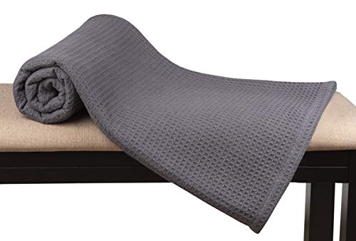 Glamburg 100% Cotton Thermal Blanket, Breathable Bed Blanket King Size, Soft Waffle Blanket, King Blanket, All Season Cotton Blanket, Charcoal