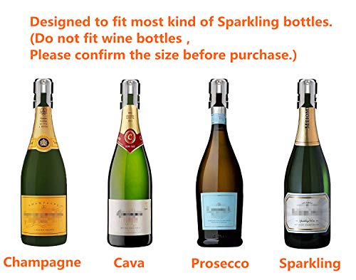 Champagne Sealer Stopper, BGMAX 3 Pack Stainless Steel Sparkling Wine Bottle Plug Sealer Set with a Longer Sealing Plug, Gifts Accessories for Champagne