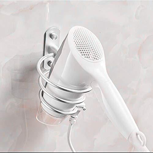 Sinide Aluminum Hair Dryer Holder - Spiral Practical Wall Mount Hang Shelf, Rack Hair Drier Storage Organizer with Plug Hook Bathroom Accessories Set Convenient Households Rack