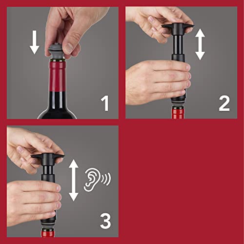 Vacu Vin Wine Saver Vacuum Stoppers - Set of 6, Gray, for Wine Bottles - Keep Wine Fresh for Up to a Week with Airtight Seal - Compatible with Vacu Vin Wine Saver Pump
