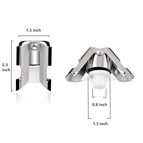 Champagne Sealer Stopper, BGMAX 3 Pack Stainless Steel Sparkling Wine Bottle Plug Sealer Set with a Longer Sealing Plug, Gifts Accessories for Champagne