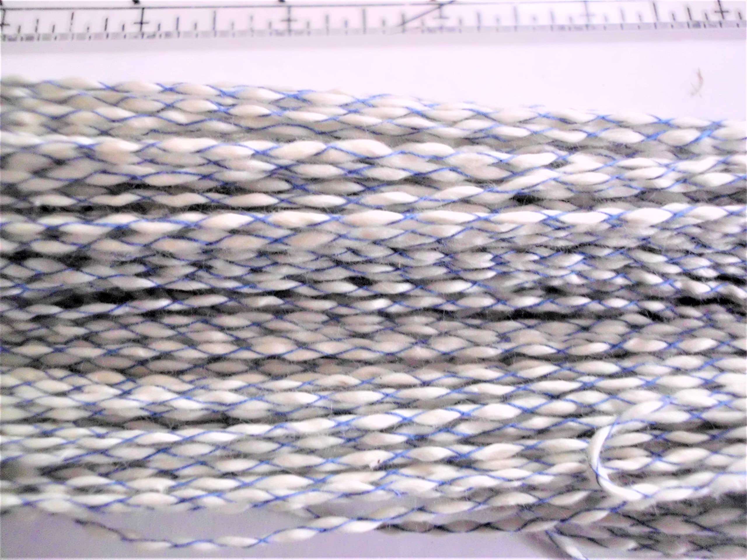 Cream White Softball Cotton with Blue Net Wrap Fancy Ply Knitting Crochet Yarn