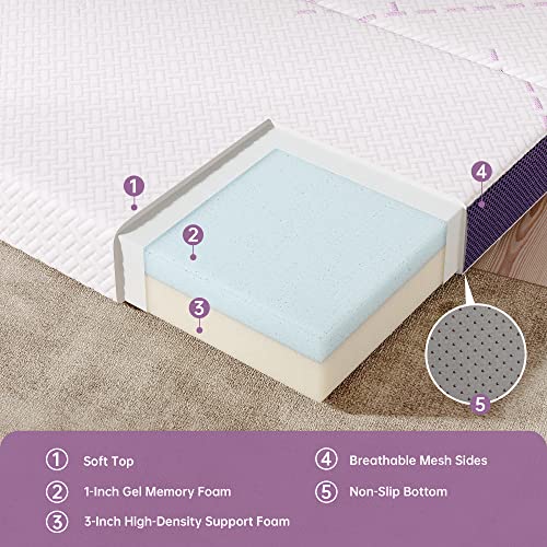 TeQsli Folding Mattress Full Size, 4-Inch Foldable Mattress, Tri-Fold Gel Memory Foam Mattress with Washable Cover, Portable Mattress for Traveling, Camping, Guest Bed