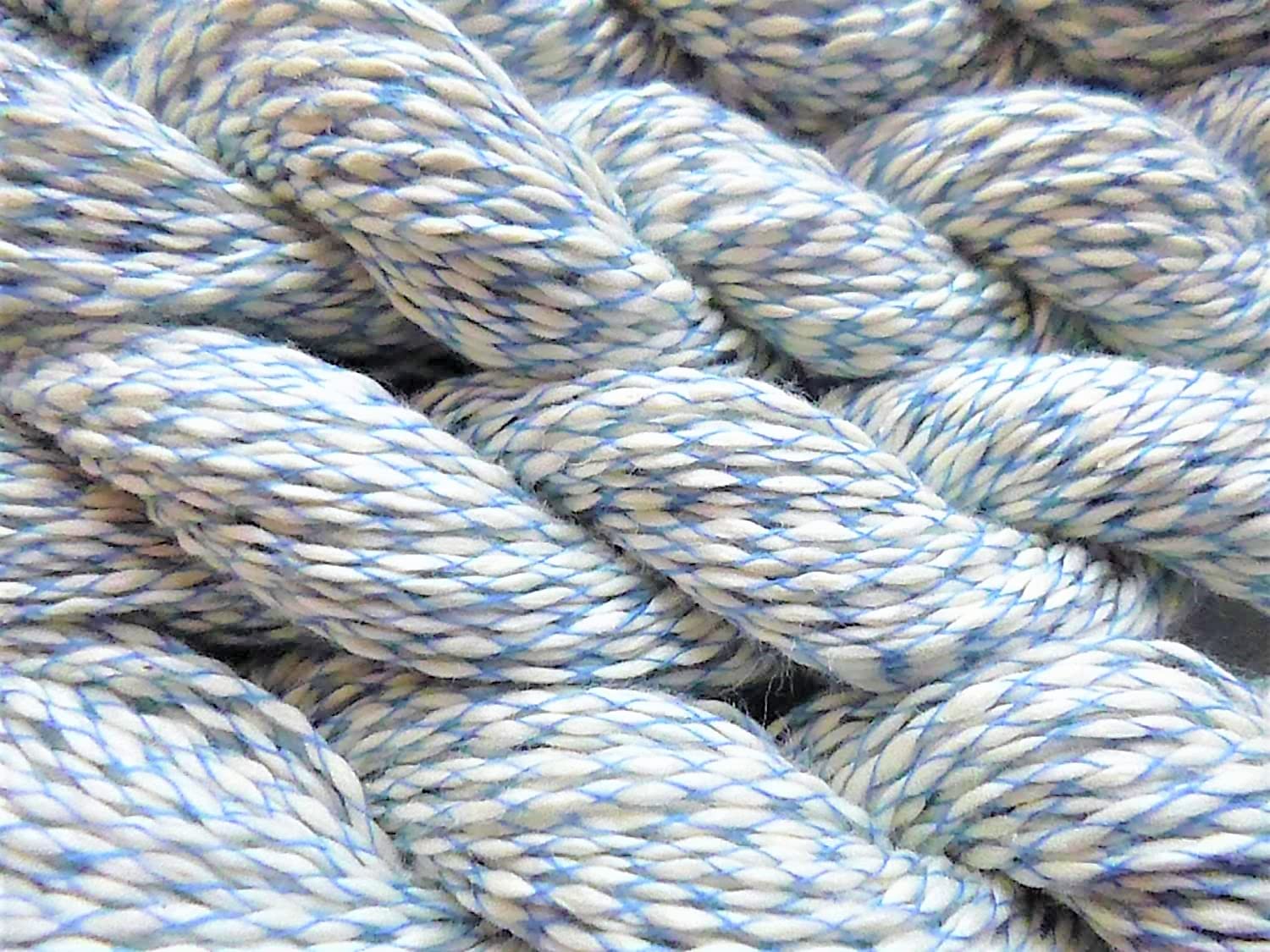 Cream White Softball Cotton with Blue Net Wrap Fancy Ply Knitting Crochet Yarn