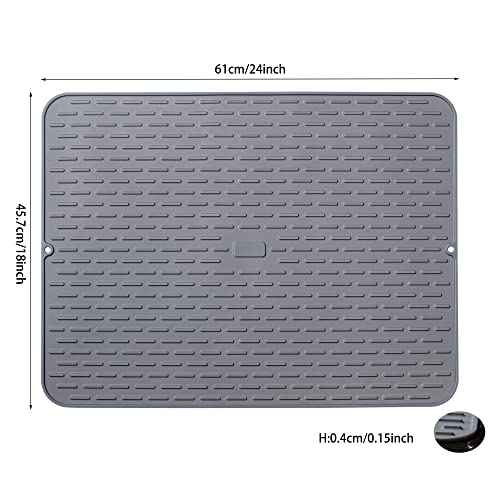 To encounter Silicone Dish Drying Mat - Extral Large 24" x 18" - Set of 2 Flexible Rubber Drying Mat, Heat Resistant Silicone Trivet, Counter Top Mat, Dish Draining Mat, Sink Mat