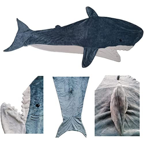Shark Blanket, Shark Blanket Super Soft Cozy Flannel, Wearable Shark Blanket Adult, Shark Blanket Hoodie (1 pcs)