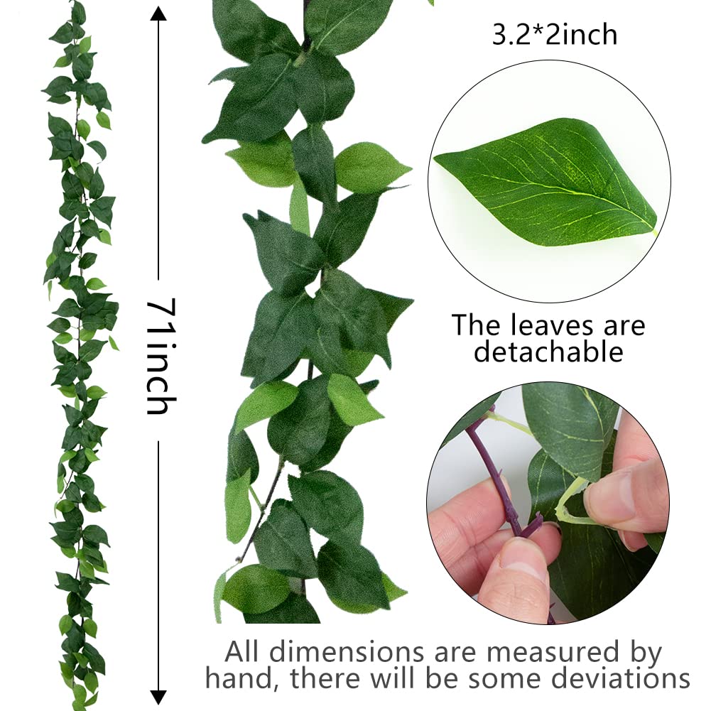 Apeair 3Pcs Artificial Greenery Ivy Vines Kit, 6FT Odorless Silk Ivy Garland, Green Leaves Fake Hanging Plants, for Boho Decor, Home, Classroom, Wall, Party and Wedding Decoration