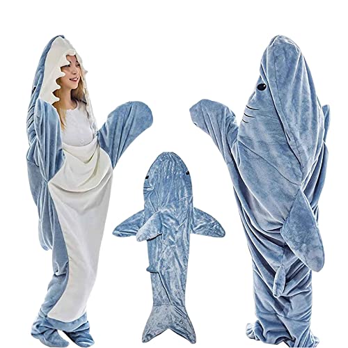 Shark Blanket, Shark Blanket Adult, Shark Blanket Hoodie, Shark Onesie Blanket, Wearable Shark Blanket, Soft Flannel Hoodi (67"*27.5"(M))