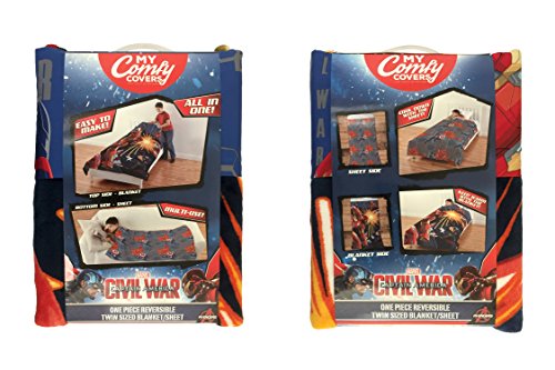 Marvel Captain America Civil War All-In-One Blanket & Sheet Reversible 60" X 80" Comfy Cover