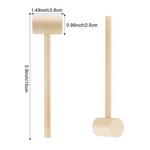 18 Pieces Mini Wooden Crab Lobster Mallets Seafood Shellfish Crab Hammer Solid Hardwood Hammer for Breakable Chocolate Heart, Cracking Seafood Tool and Craft Toys for Kids