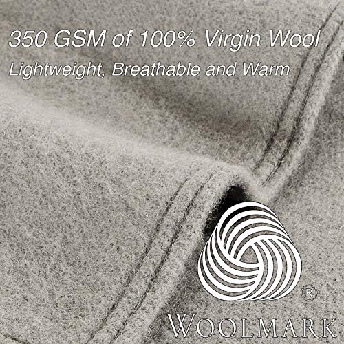 Poyet Motte Antibes 350GSM 100-Percent Wool Medium Weight Oversized Blanket, Machine Washable (Grey, King Size)