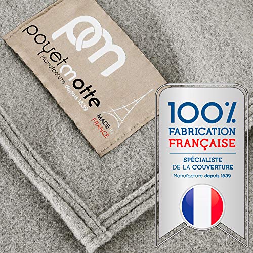 Poyet Motte Antibes 350GSM 100-Percent Wool Medium Weight Oversized Blanket, Machine Washable (Grey, King Size)