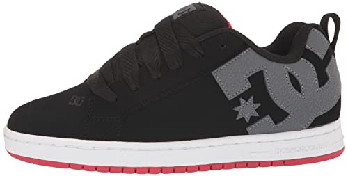 DC Shoes Men's Court Graffik Casual Low Top Skate Shoe Sneaker, Black/Grey/RED, 11