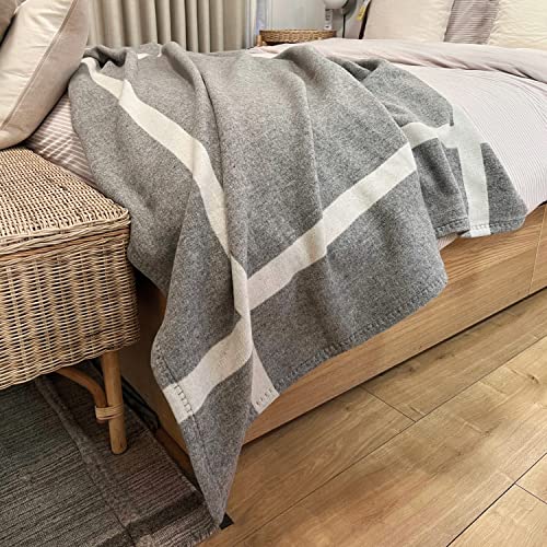 70% Wool Blanket Throw, Warm, Thick, Soft, Washable, 55" x 70", Great for Camping, Outdoors, Travel, Couch, Bedding with Exquisite Box for Gift