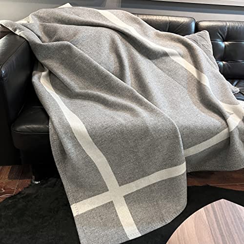 70% Wool Blanket Throw, Warm, Thick, Soft, Washable, 55" x 70", Great for Camping, Outdoors, Travel, Couch, Bedding with Exquisite Box for Gift