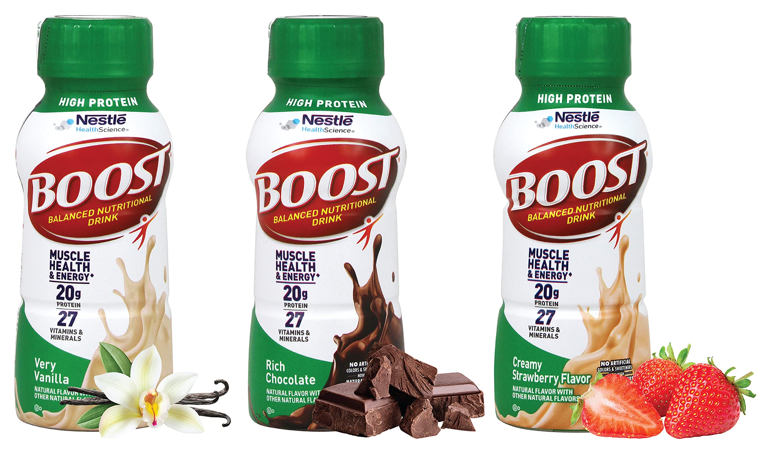 Niro Assortment | Boost High Protein Shake Variety | High Protein | Boost Rich Chocolate, Boost Creamy Strawberry, and Boost Very Vanilla Flavors | 12 Pack | Included one Niro beverage sleeve