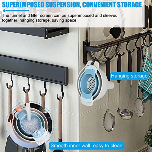 Kitchen Funnels for Filling Bottles,Funnels Set of 3,Oil Funnel,Tough and not Easily Deformed,Suitable for All Kinds of Solid Food and Liquid (Blue)