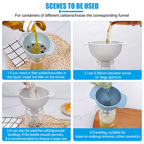 Kitchen Funnels for Filling Bottles,Funnels Set of 3,Oil Funnel,Tough and not Easily Deformed,Suitable for All Kinds of Solid Food and Liquid (Blue)