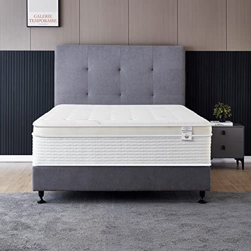 Full Size Mattress - 14 Inch Cool Memory Foam & Spring Hybrid Mattress with Breathable Cover - Comfort Plush Euro Pillow Top - Rolled in a Box - Oliver & Smith