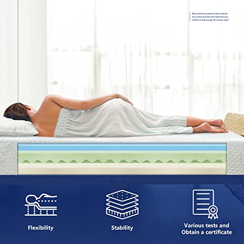 Olee Sleep 9" Cool I-Gel Multi Layered Memory Foam Mattress, Full, White