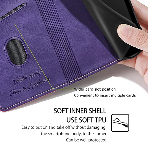 Fansipro Wallet Folio Case for Samsung Galaxy S9 Plus, Premium PU Leather Slim Fit Cover for Galaxy S9 Plus, 2 Card Slots, Friendly Fit, Rose Red & Purple