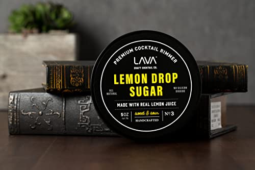 LAVA Premium Lemon Drop Sugar Cocktail Rimmer, All Natural Rimmer Sugar, Sweet & Sour, Real Lemons, Pure Cane Sugar, No Silicon Dioxide, with Easy Screw-On Lid - 5oz