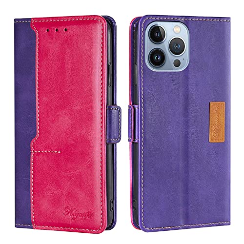Fansipro Wallet Folio Case for Samsung Galaxy S9 Plus, Premium PU Leather Slim Fit Cover for Galaxy S9 Plus, 2 Card Slots, Friendly Fit, Rose Red & Purple