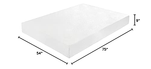 Olee Sleep 9" Cool I-Gel Multi Layered Memory Foam Mattress, Full, White