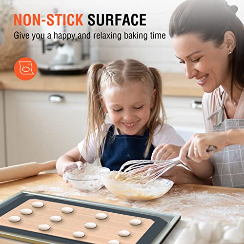 Silicone Baking Mats, Set of 7, BPA-Free Food Grade Reusable Baking Mat Professional Non-stick Pastry Mat Oven Liner Sheets Mats Silicone pan liners Square Cake Pan Mat Silicone Oil Brush &Knife
