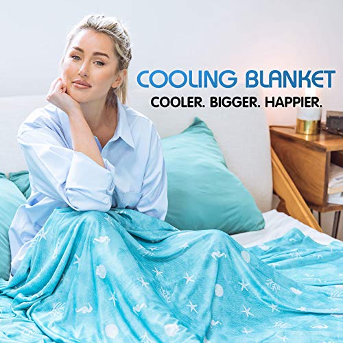 Cooling Blanket with Double Sided Cold Effect, King Size Lightweight Breathable Summer Oversize Coastal Theme Blankets for Bed, Transfer Heat to Keep Body Cool for Hot Sleepers Night Sweats, 108βx90β
